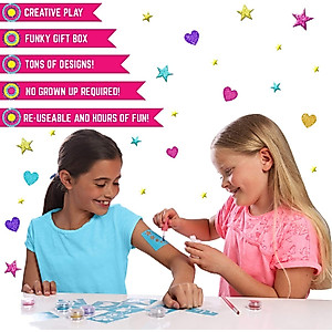 GirlZone Temporary Glitter Tattoos Kit for Girls, 33 Fun Pieces in 1 Sparkly Glitter Tattoos for Kids Kit, Easy to Apply and Remove Glitter Tattoo Kit for Kids Creative Playtime and Dress Up Parties