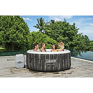 Coleman SaluSpa 71" x 26" AirJet Inflatable Hot Tub, 2-4 Person - Bahamas Natural Wood Print