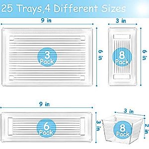 DCA 25 PCS Clear Plastic Drawer Organizer Tray for Makeup, Kitchen Utensils, Jewelries and Gadgets