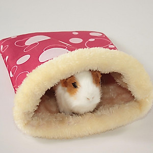 POPETPOP Hamster Bedding-Hedgehog Snuggle Sack Rat House Bed Winter Warm Fleece Small Pet Hamster Bed House Cage Nest Random Color-Small