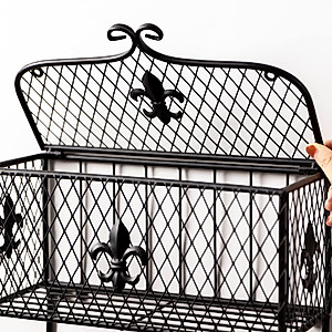 Wire Basket with Paper Towel Holder, Toilet Paper Towel Holder Wall Mount, Shelf with Paper Towel Rack, Metal Paper Towel Holder and Multi-Purpose Basket for Kitchen Bathroom Bar, Matte Black