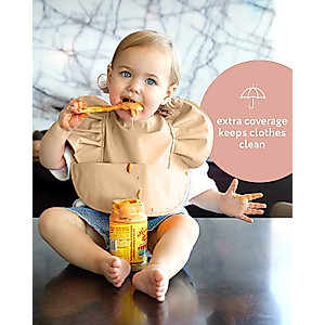 WILLOW + SIM Waterproof Baby Bib for Baby Girl - Better Than Silicone, Wipe Clean and Washable - Toddler Bibs with Food Catcher, Ideal Feeding Bib for Babies and Infants - No Sleeve - Sheepskin