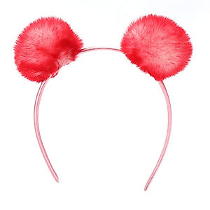 XIZHI 5 Pcs Pompom Ball Headband Iridescent Fluffy Ball Hair Loop Ear Headband Soft Style Cute Flurry for Little Girls Fashion Headband