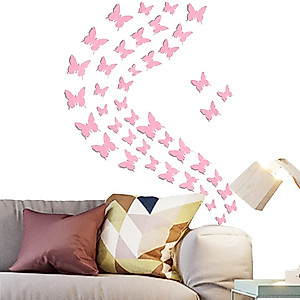 24 PCS Butterfly Wall Decals Butterflies Decor Stickers for Home Decorations Kids Room Bedroom Decor (Pale Pink)