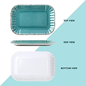 LOK-OSEMILE Gourmet Art Crackle Set of 2 100% Melamine Rectangular Serving Trays/Platters Aquamarine blue 12"