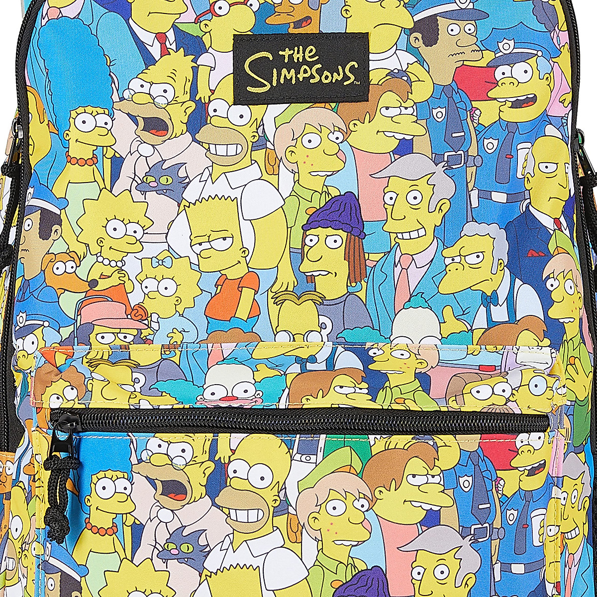 The Simpsons Homer Allover Backpack - The Simpsons Krusty The Clown, Homer, Bart and Lisa Bookbag - Knapsack for All (Yellow)