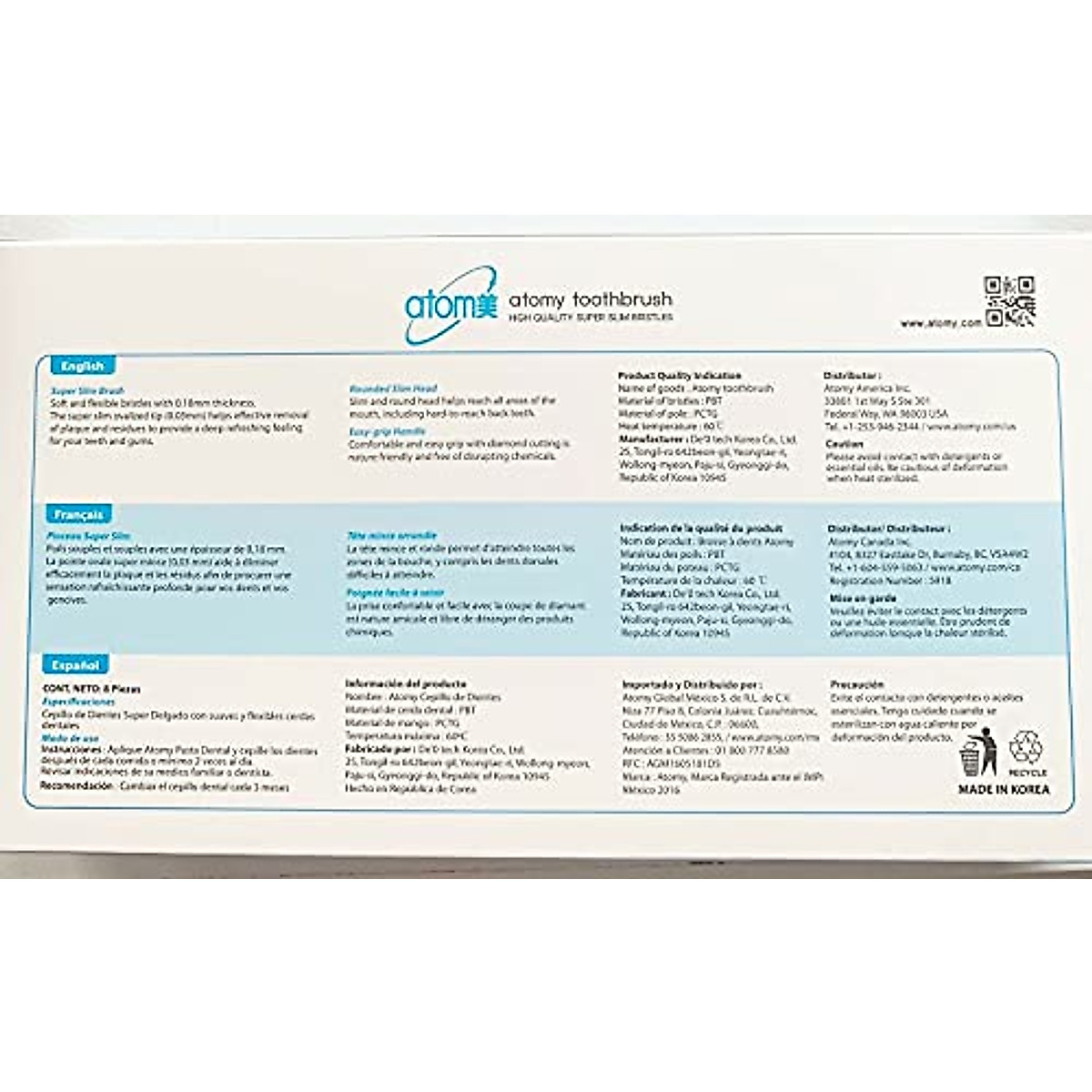 Atomy Toothbrush, Pack of 8 Toothbrushes