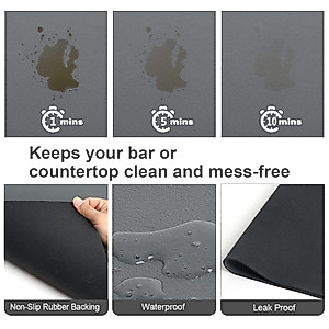 ZLR Coffee Mat - 12" x 20" Middle Kitchen Absorbent Mat for Countertop - Easy to Clean Coffee Bar Mat for Coffee Machine, Coffee Maker, Espresso Machine - Gray