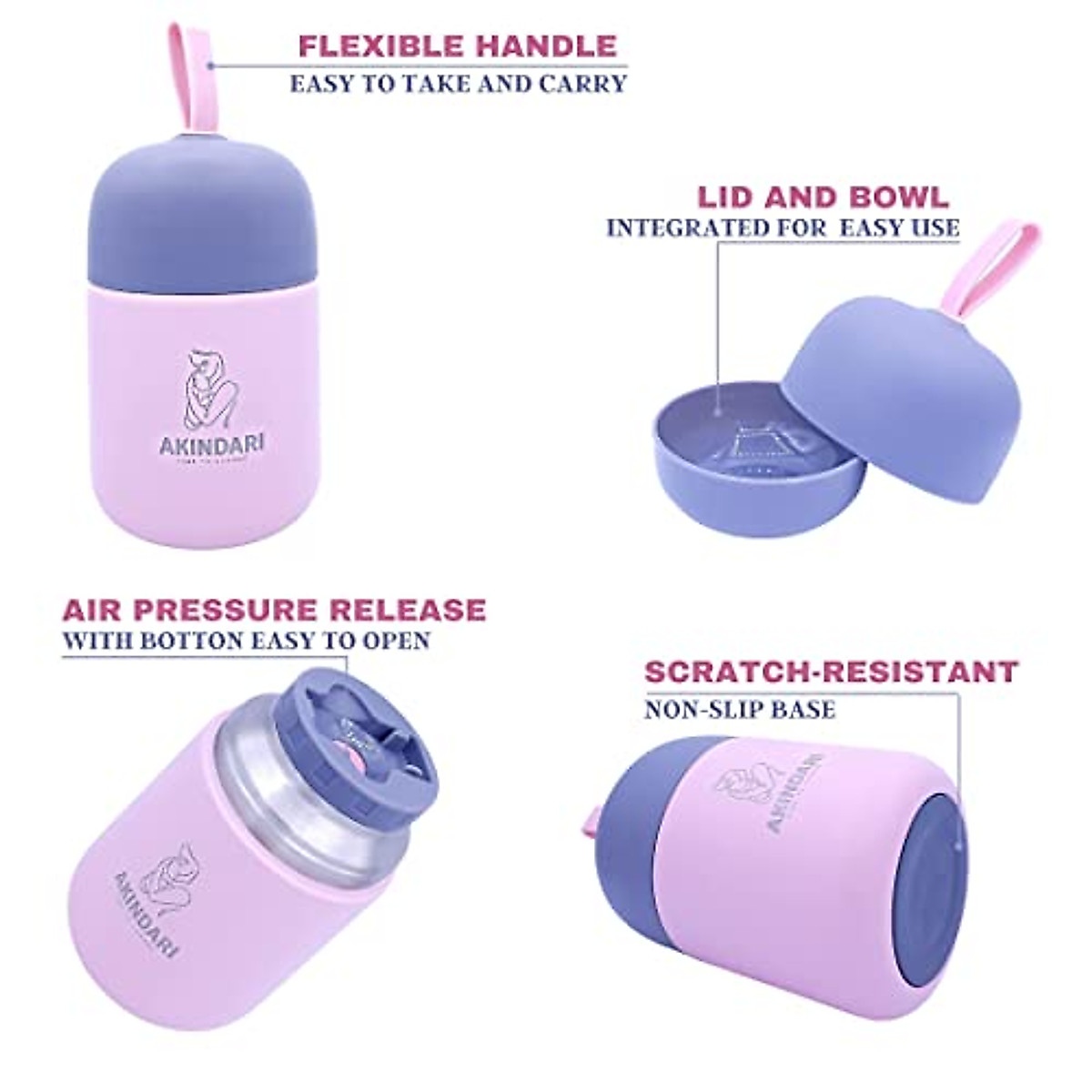 AKINDARI Thermos food jar 18 Oz for salad, soup or as lunch box for kids, Stainless Steel insulated keep food perfectly warm