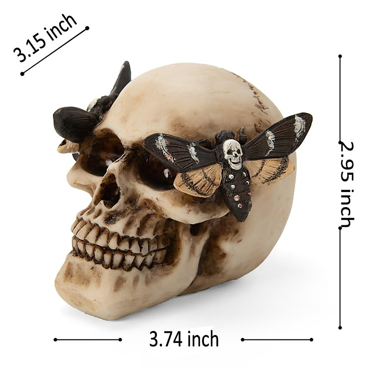 Basuo-9Q Pack of 3 Hear Speak See No Evil Resin Figurines Halloween Decoration Wise Skeletons Statues Black Reapers (Moth-Skulls)