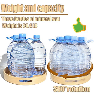 14 Inch Bamboo Lazy Susan Spice Rack Organizer Rustic Countertop Lazy Susans Kit with Turntable Base for Kitchen Bathroom Cabinet Round Serving Tray with Handles for Dining Table Fridge (14 in)