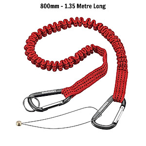 Teng Tools 800mm - 1.35 Metre Long Tool Lanyard/Leash + Safety Wire & Spring Hook - SSH03, Silver, Max Load 4.5Kg