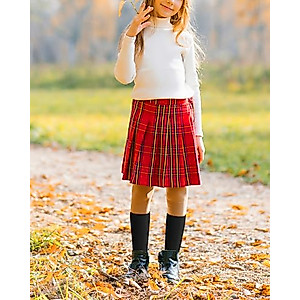 Witwot 3 Pairs Girls Knee High Socks Kids School Uniform Socks Red 6-8 Years