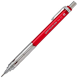 Pentel Arts GraphGear 300 Mechanical Pencil, (0.9mm) Thick line, 1-Pack, Red Barrel