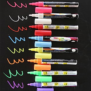 8 Pack Chalk Marker Pen Dry Erase Markers 6mm Reversible Bullet & Chisel Tip Fluorescent Markers Highlighters for LED Menu Board Bistro Board AD Drawing POP Art Glass Window Blackboard WhiteBoard