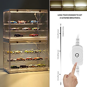 Display Case for Mini Action Figures with Lighting System for Collectible Pop Figures and Toys, 11.8 in x 9.1 in x 6.7 in Dustproof Showcase (1 Set) Transparent