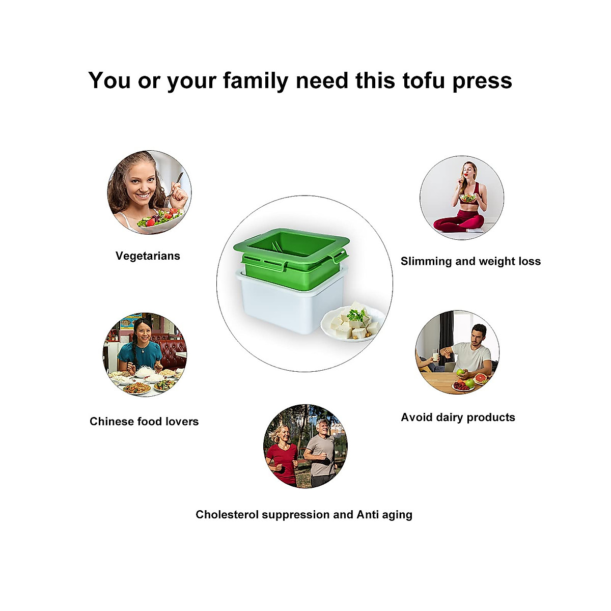 Timumstyle Tofu Press, Super Tofu Presser with Cheesecloth Box, BPA Free Tofu Press Maker Easily Removes Water from soft, Firm, Extra Firm Tofu and Cheese for Delicious Taste…, Green