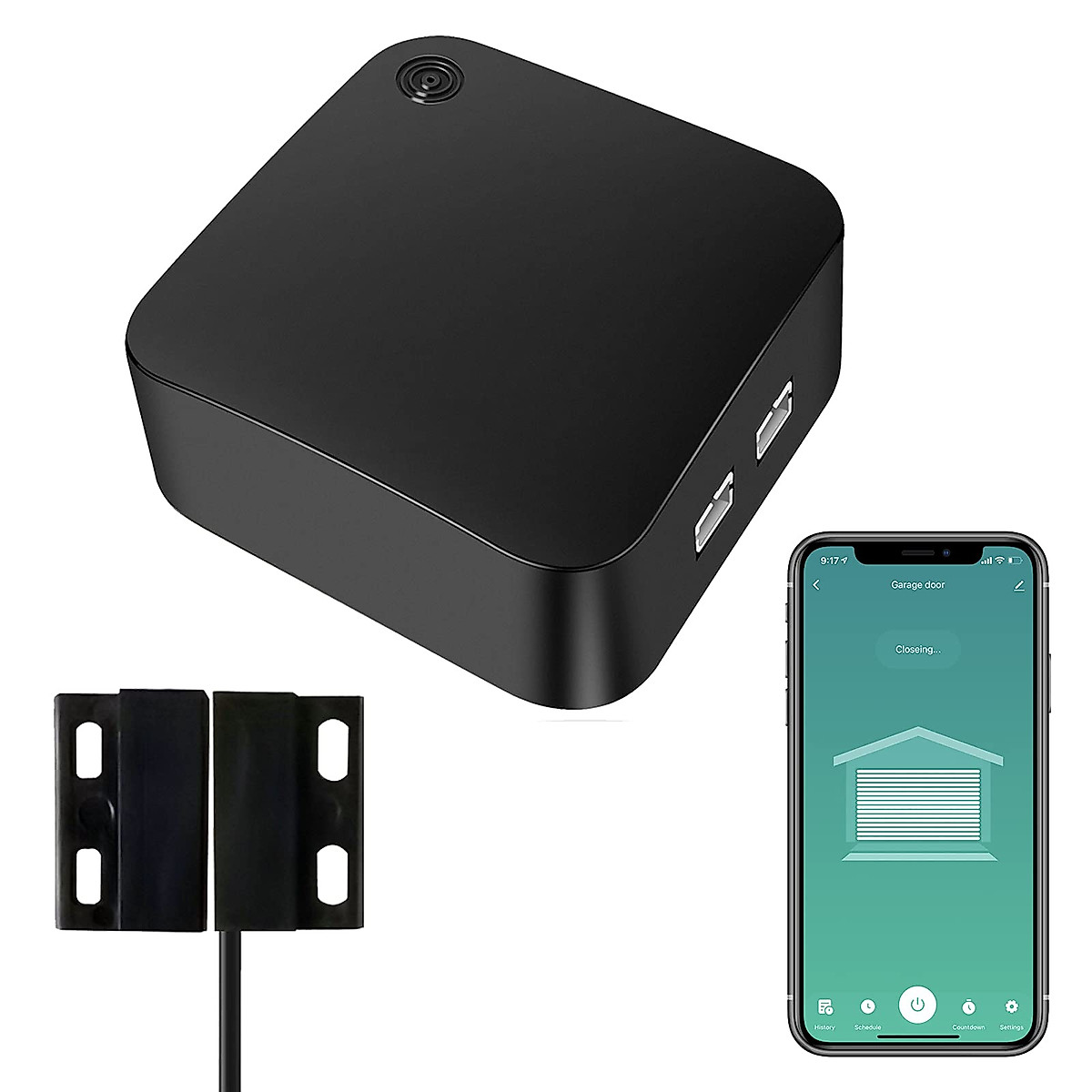 Smart Garage Door Opener WiFi - Wireless Remote Controller Switch,Compatible with Alexa Google Assistant Siri, Tuya Smart Life APP Smartphone Control, No Hub Required