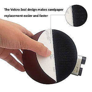 Senray Professional Air Random Orbital Palm Sander, 5-Inch Heavy Duty Dual Action Pneumatic Sander with 1pc Spare Plate, 8Pcs Sandpapers