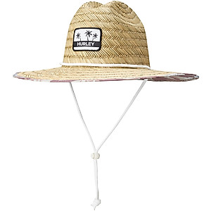 Hurley Women's Sun Hat - Medium Brim Real Straw Hats for Women with Chin Strap, Melon Tint