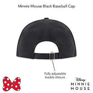 Disney Minnie Mouse Dad Hat, Cotton Adjustable Baseball Cap with Curved Brim, Black, One Size
