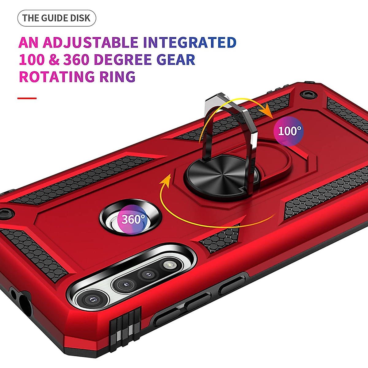 YZOK Compatible with Moto G Fast case,with HD Screen Protector,[Military Grade] Ring Car Mount Kickstand Hybrid Hard PC Soft TPU Shockproof Protective Case for Motorola Moto G Fast (Red)