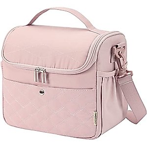 FINDCOZY Lunch Bag, Portable Lunch Box for Women with Adjustable Shoulder Strap, Pink