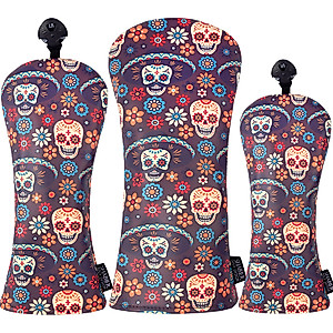 SHABIER Golf Skull Design Golf Wood Club Headcover Driver Cover for Taylormade M5 M6 Driver (Driver Head Cover)