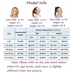 Arshiner Tie Dye Jogger Sets for Girls Casual Twist Front Tops & Pants Set Dusty Blue 8-9 Years Old