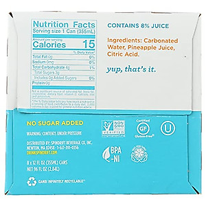 SPINDRIFT Pineapple Sparkling Water, 12 FZ