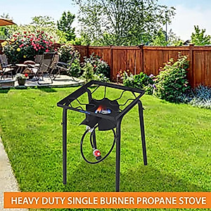 Flame King FK-100KSB Heavy Duty 100,000 BTU Propane Gas Single Burner Bayou Cooker Outdoor Stove for Home Brewing, Turkey Fry, Maple Syrup Prep, Cajun Cooking, 100K TALL, Black