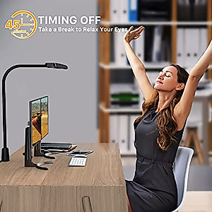 Levotar Led Desk Lamp, 24W Eye-Caring Architect Desk Lamps for Home Office, 1800LM Large Auto Dimming Overhead Desk Light with USB Charging Port, 45 Minutes Timer, 5 Color Modes