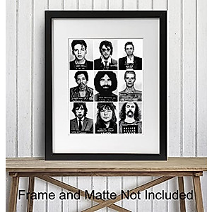 Bowie, Elvis, Johnny Cash, Jerry Garcia, Jimi Hendrix, Mick Jagger, Frank Sinatra, David Crosby, Janice Joplin Musicians Mugshots Photo - LARGE 11x14 - Music Gifts - Wall Art Home Decor Poster Prints