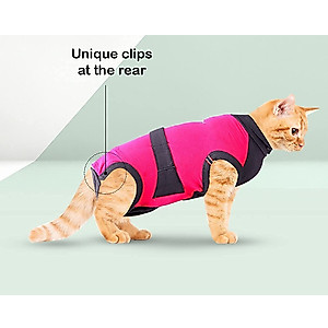 MAXX Cat Post Surgery Suit – Breathable Cat Onesie Surgical Recovery Suit for Wounds – E-Collar Alternative (Pink Grey, XS)