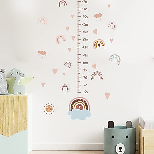 Baby Growth Height Chart, Rainbow Stickers Wall Chart Peel and Stick Nursery Ruler Wall Decals for Kids