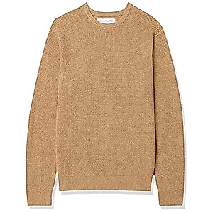 Amazon Essentials Men's Long-Sleeve Soft Touch Waffle Stitch Crewneck Sweater, Brown, X-Large