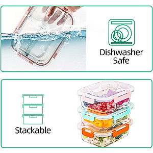 C CREST 5-Pack,3 Compartment Glass Meal Prep Containers Set,34oz, Divided Glass Food Storage Containers with Lids, Glass Lunch Box with Dividers