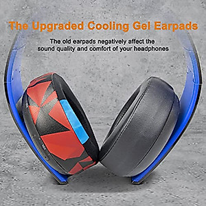 SOULWIT Cooling Gel Ear Pads Cushions for Sony Gold Wireless Playstation PS4 Headset, Replacement Earpads for 2014 Version, Headphone Model CECHYA-0083 (Red Storm)