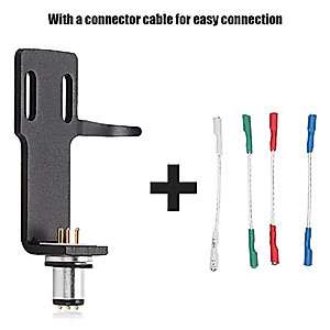 Mugast Phono Headshell Kit,6.4CM Aluminum Alloy Turntable Cartridge Phonograph Player Record Player Headshell,Include 4 Pcs Cables and 2 Pcs Screws (Black)