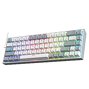 Redragon K631 Gery 65% Wired RGB Gaming Keyboard, 68 Keys Compact Mechanical Keyboard w/100% Hot-Swap Socket, Free-Mod Plate Mounted PCB & Dedicated Arrow Keys, Quiet Red Switch