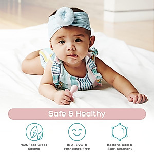 Grabease Baby Silicone Spoon Set for Baby-Led Weaning & First Stage Self-Feeding: Soft, Safe 100% Food-Grade Silicone, Safe for Dishwasher, No BPA/PVC/Latex/Phthalates, Set of 2 Blush Spoons