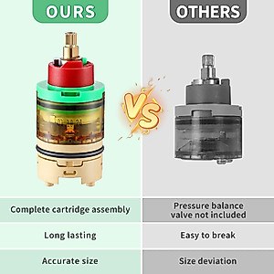 Dreyoo Control Cartridge and Pressure Balance Valve Replacement for 95-152/95-154, Compatible with Gerber Safetemp II Single Handled Tub and Shower Valves, Faucet Cartridge, 2 Parts