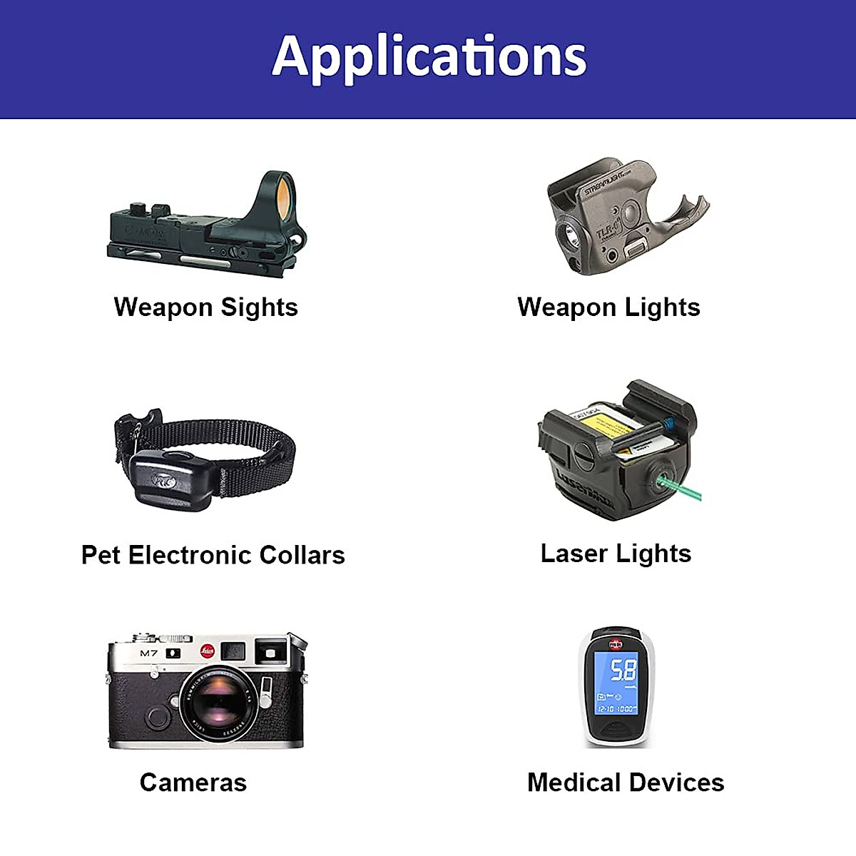 Enerpe 1/3N CR1/3N DL1/3N 3V Lithium Battery High Capacity for Laser Sights Pet Electronic Collars 8 pack