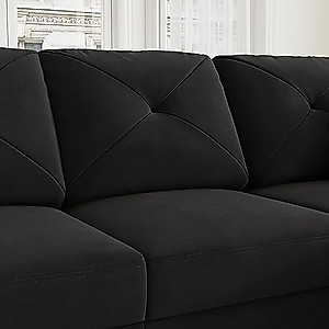 HONBAY Reversible Sectional Couches for Living Room, Sectional Couch U Shape, 4 Seat Sectional Sofa with Chaise, Dark