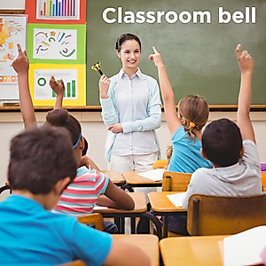 24 Pack Loud Hand Bell Metal Hand Held Bell for Adult Steel Dinner Call Service Wedding Bell with Black Wooden Handle Care for Home Pet Classroom School Church Alarm Food Decor (Gold,2.56'' Wide)