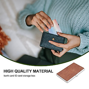 Cabilock 1pc Solid Wood Storage Box Business Holder for Men Business Card Case Business Card Binder Slim Wallets for Men Business Organizer Name Holder Pocket Stainless Steel Man Deck