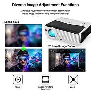WIKISH 6500L Outdoor LCD Projector Full HD 200" Display Home Theater Movie Projector Zoom Gaming for Smart Phone Dvd Hdmi Usb Av Tv Stick Laptop Ps4
