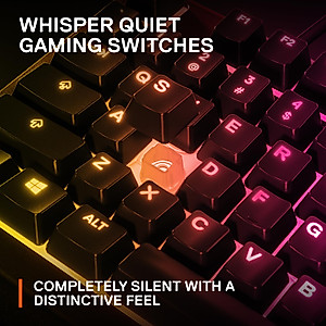 SteelSeries Apex 3 RGB Gaming Keyboard – 10-Zone RGB Illumination – IP32 Water Resistant – Premium Magnetic Wrist Rest (Whisper Quiet Gaming Switch)