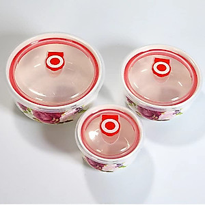 Ceramic Bowls with Lids Food Storage Containers Airtight, Meal Prep Container Reusable, Ceramic Bowls, Microwave Diswasher Safe, Set of 3(26, 18, 7oz)