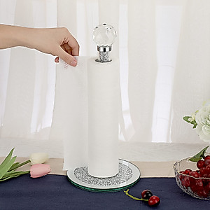 JUXYES Vertical Countertop Paper Towel Roll Holder Rack, Upright Paper Holder Crushed Diamond Standup Paper Towel Holder for Kitchen Dining Room Bathroom, 13 Height Freestanding Paper Roll Holder